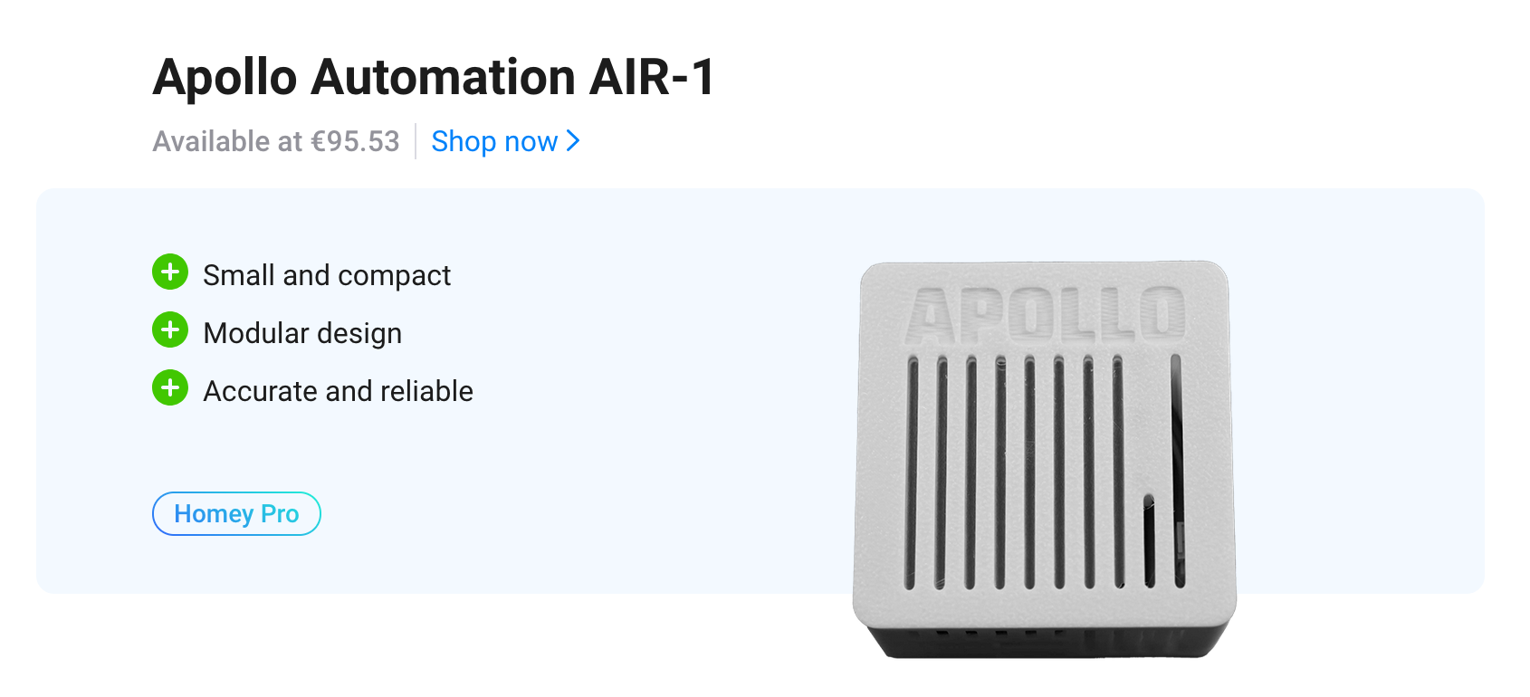 Apollo AIR-1 Air Quality Monitor Added to Homey Best Buy Guide | Top S – Apollo Automation